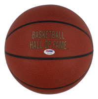 National Basketball Hall of Famer's Logo Basketball Signed by (6) With John Wooden, Bob Mcadoo ...