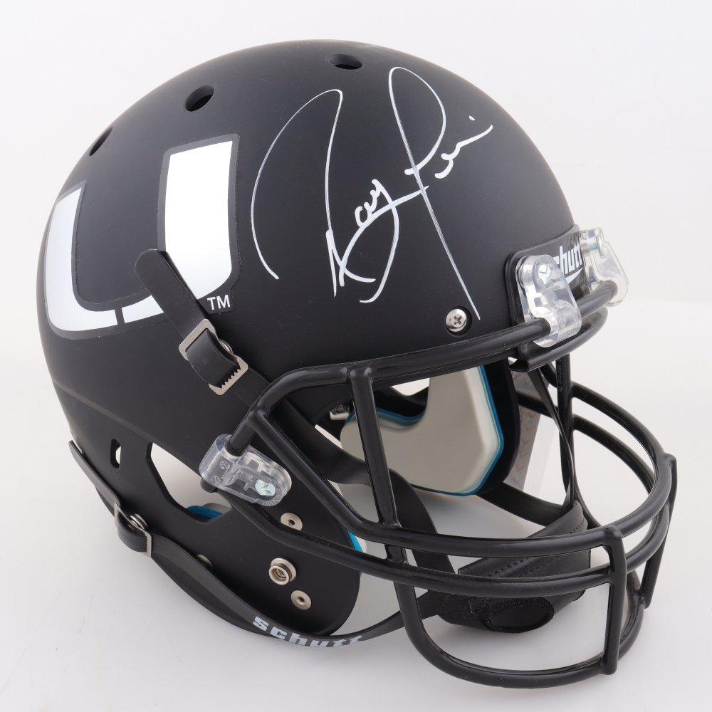 Ray Lewis Signed Miami Hurricanes Full-Size Matte Black Helmet (Beckett ...
