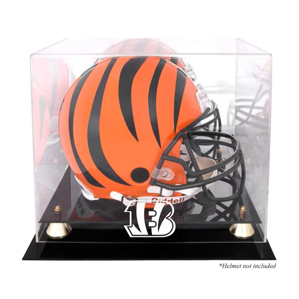 Bengals Logo Full-Size Helmet Base & Gold Risers Base Mirrored Display ...
