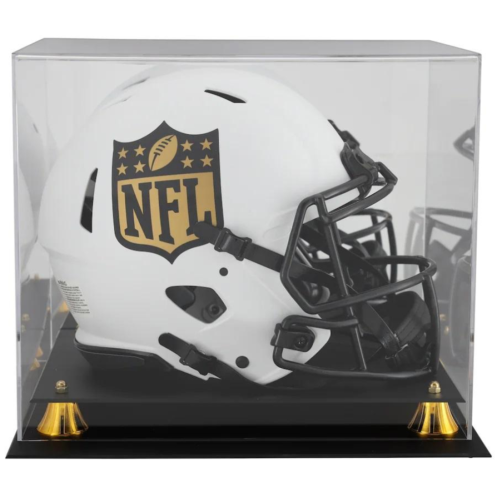 Full-Size Helmet Base & Gold Risers Base Mirrored Display Case ...