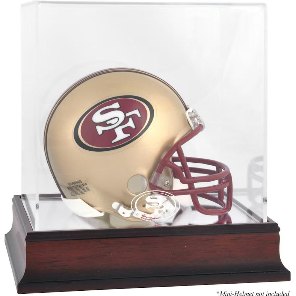 49ers Logo Mini Helmet Mahogany Base Mirrored Display Case | Pristine ...