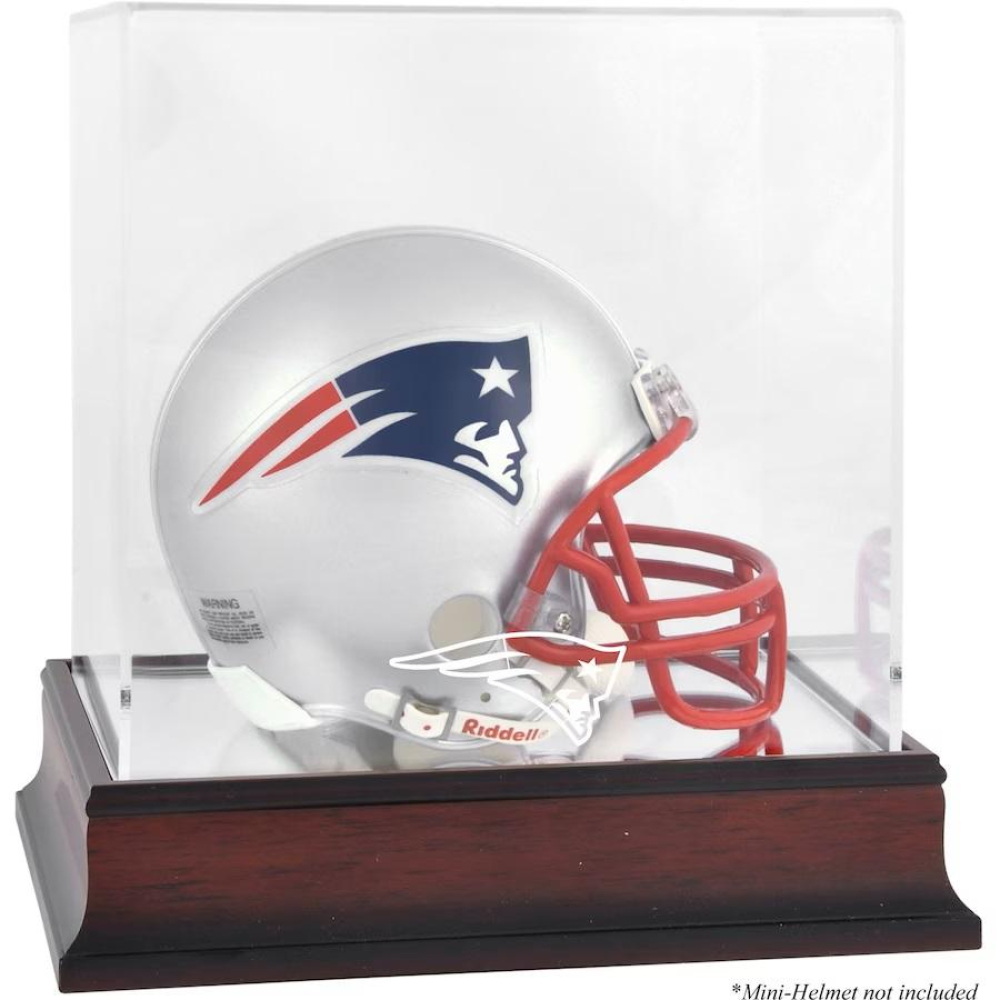 Patriots Logo Mini Helmet Mahogany Base Mirrored Display Case ...