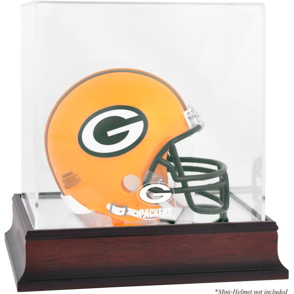 Packers Logo Mini Helmet Mahogany Base Mirrored Display Case | Pristine ...