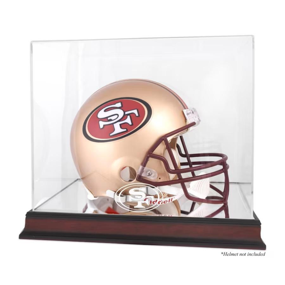 49ers Logo Full-Size Helmet Mahogany Base Mirrored Display Case ...