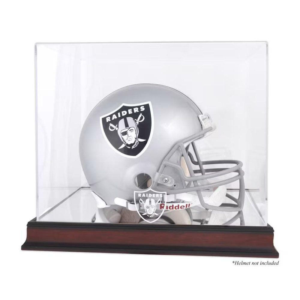 Raiders Logo Full-Size Helmet Mahogany Base Mirrored Display Case ...