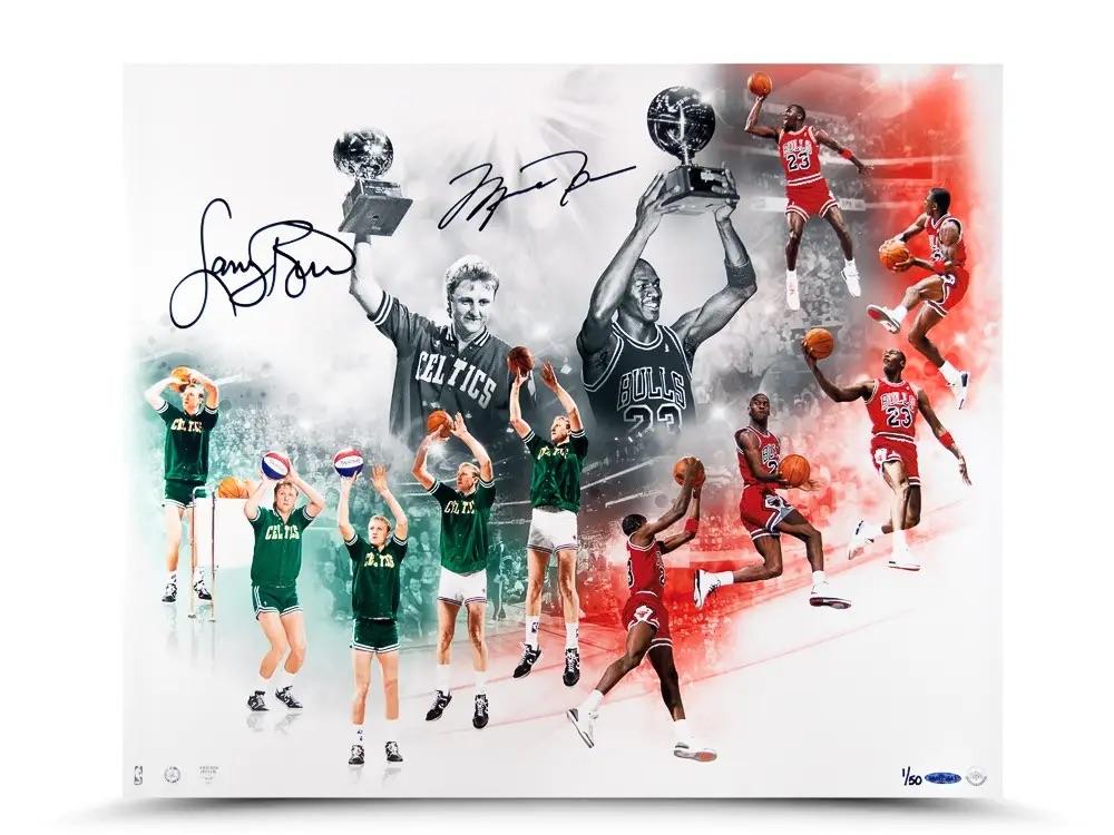 Michael Jordan & Larry Bird Signed 20x24 Photo (UDA) | Pristine Auction