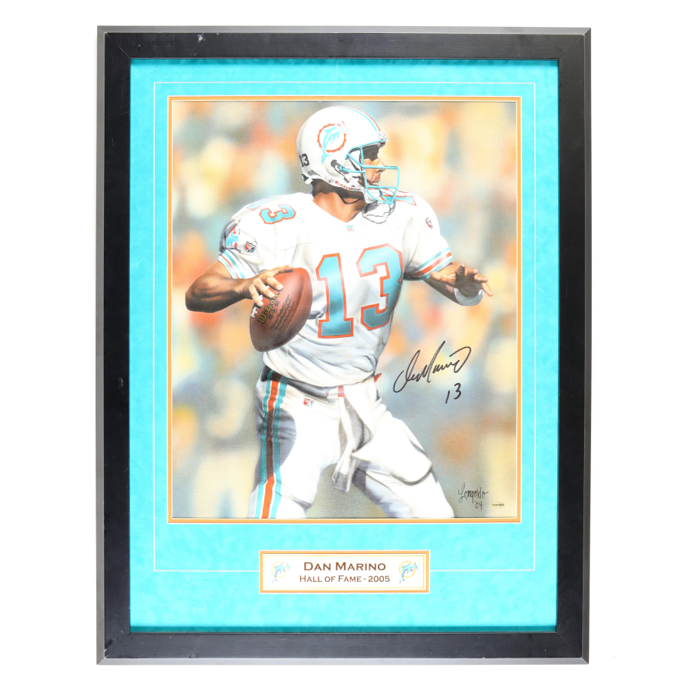 Dan Marino Signed Gary Longordo Custom Framed Print Display (Triumph ...