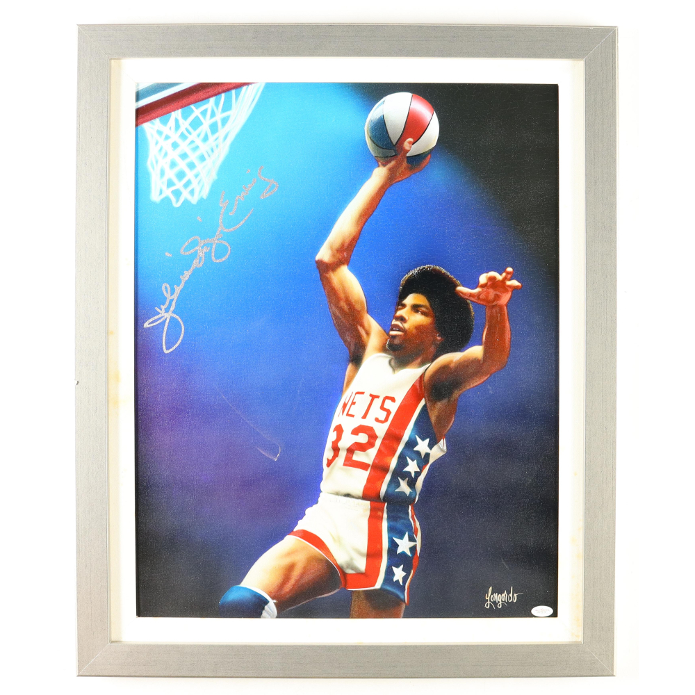 Julius "Dr. J." Erving Signed Gary Longordo Custom Framed Print Display ...