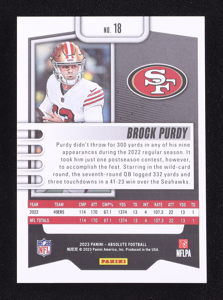 Brock Purdy 2023 Absolute Spectrum #18 | Pristine Auction