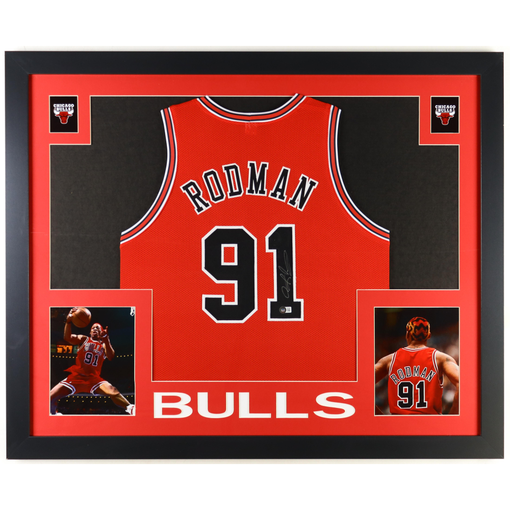 Dennis Rodman Signed Custom Framed Jersey Display (Beckett) | Pristine ...