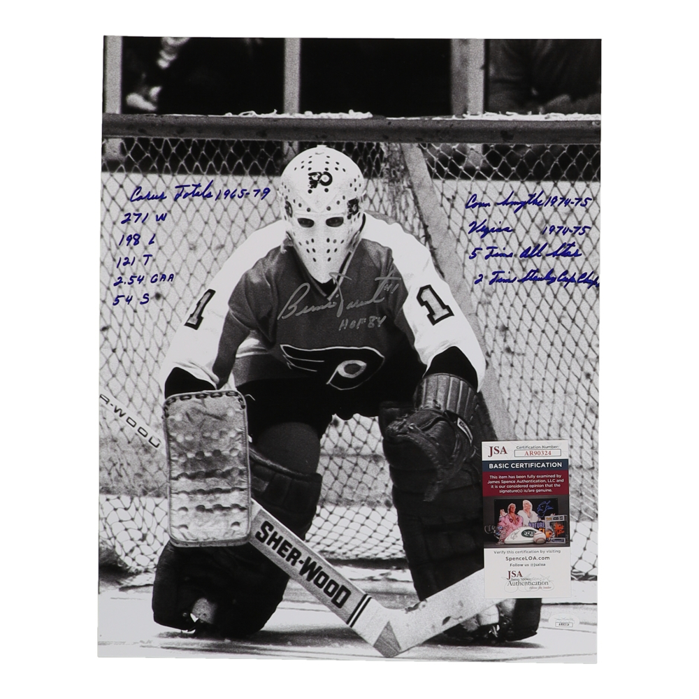 Bernie Parent Signed Flyers 16x20 Photo with Multiple Career Stat ...