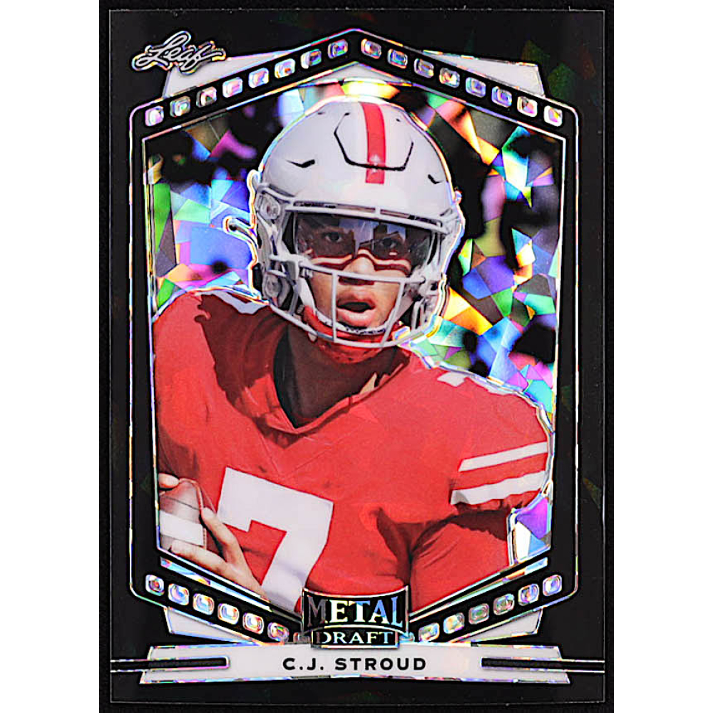 C.J. Stroud 2022 Leaf Draft and Prospects Metal Portrait Crystal Black ...