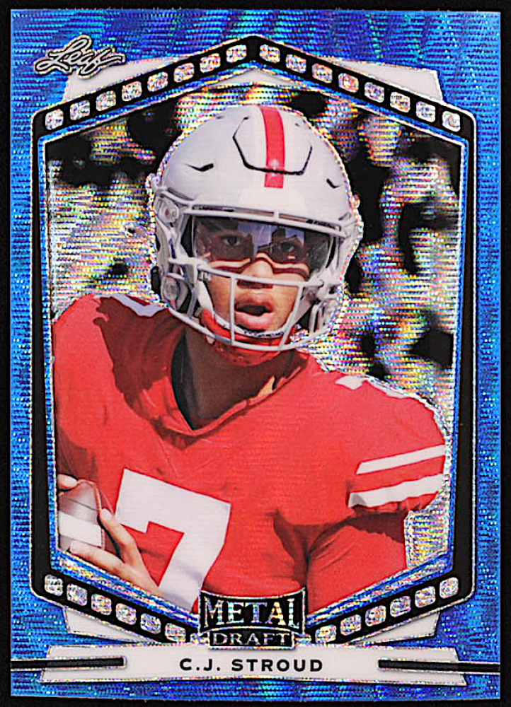C.J. Stroud 2022 Leaf Draft and Prospects Metal Portrait Wave Blue # ...