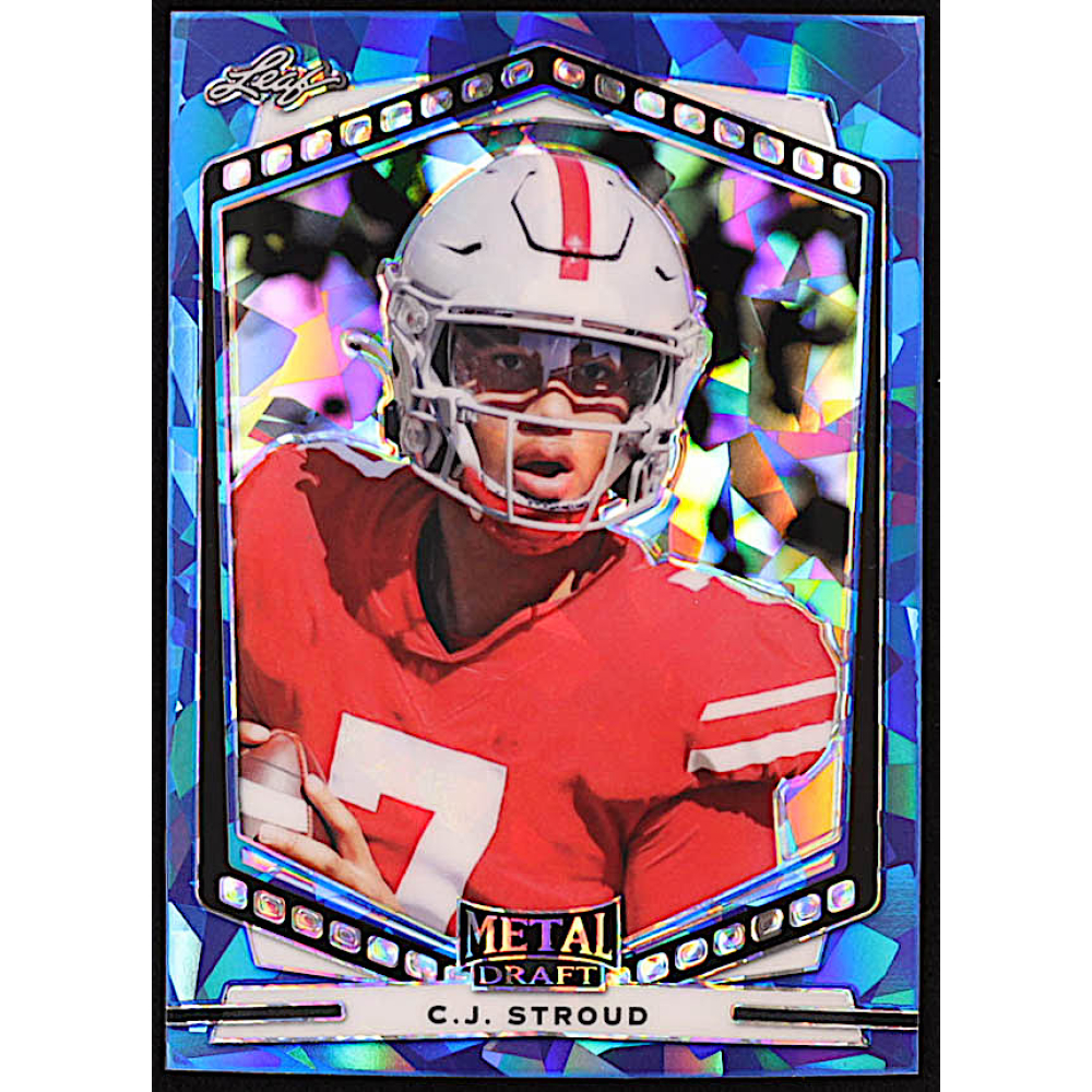 C.J. Stroud 2022 Leaf Draft and Prospects Metal Portrait Crystal Blue # ...