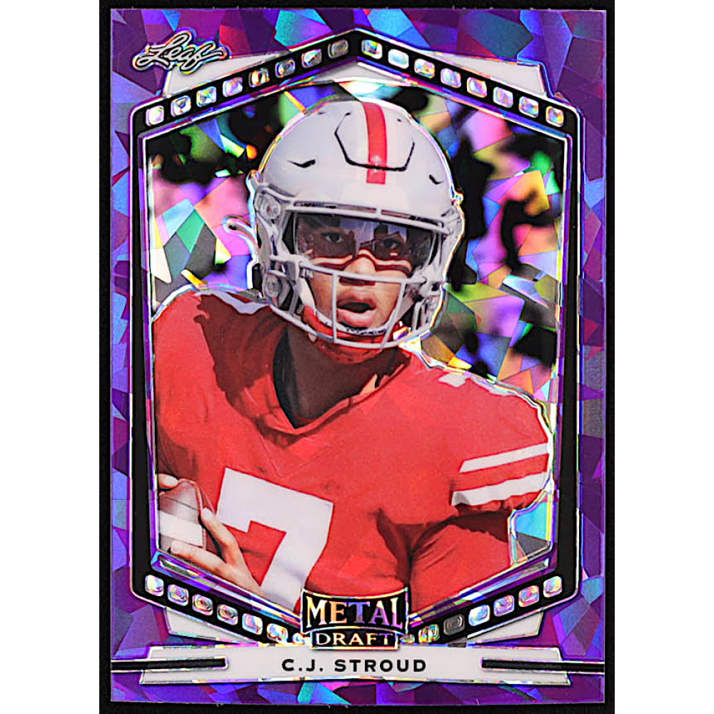 C.J. Stroud 2022 Leaf Draft and Prospects Metal Portrait Crystal Purple ...