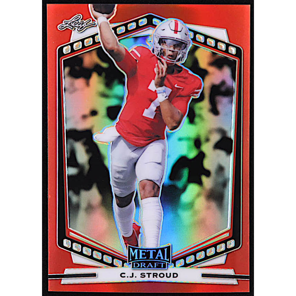 C.J. Stroud 2022 Leaf Draft and Prospects Metal Prismatic Red #BCJS RC ...