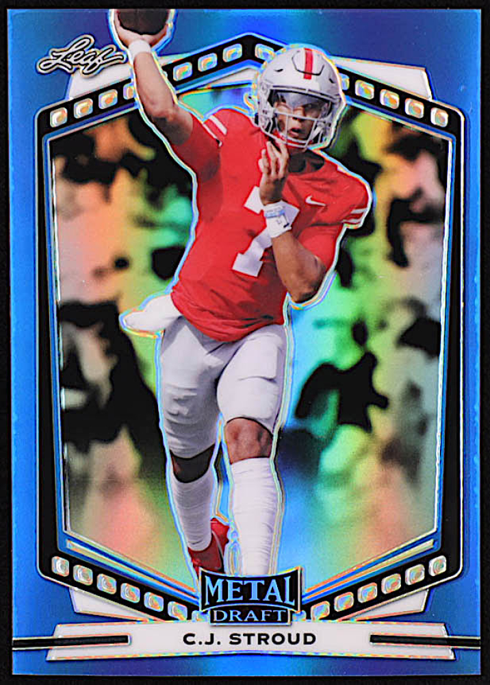 C.J. Stroud 2022 Leaf Draft and Prospects Metal Prismatic Blue #BCJS RC ...
