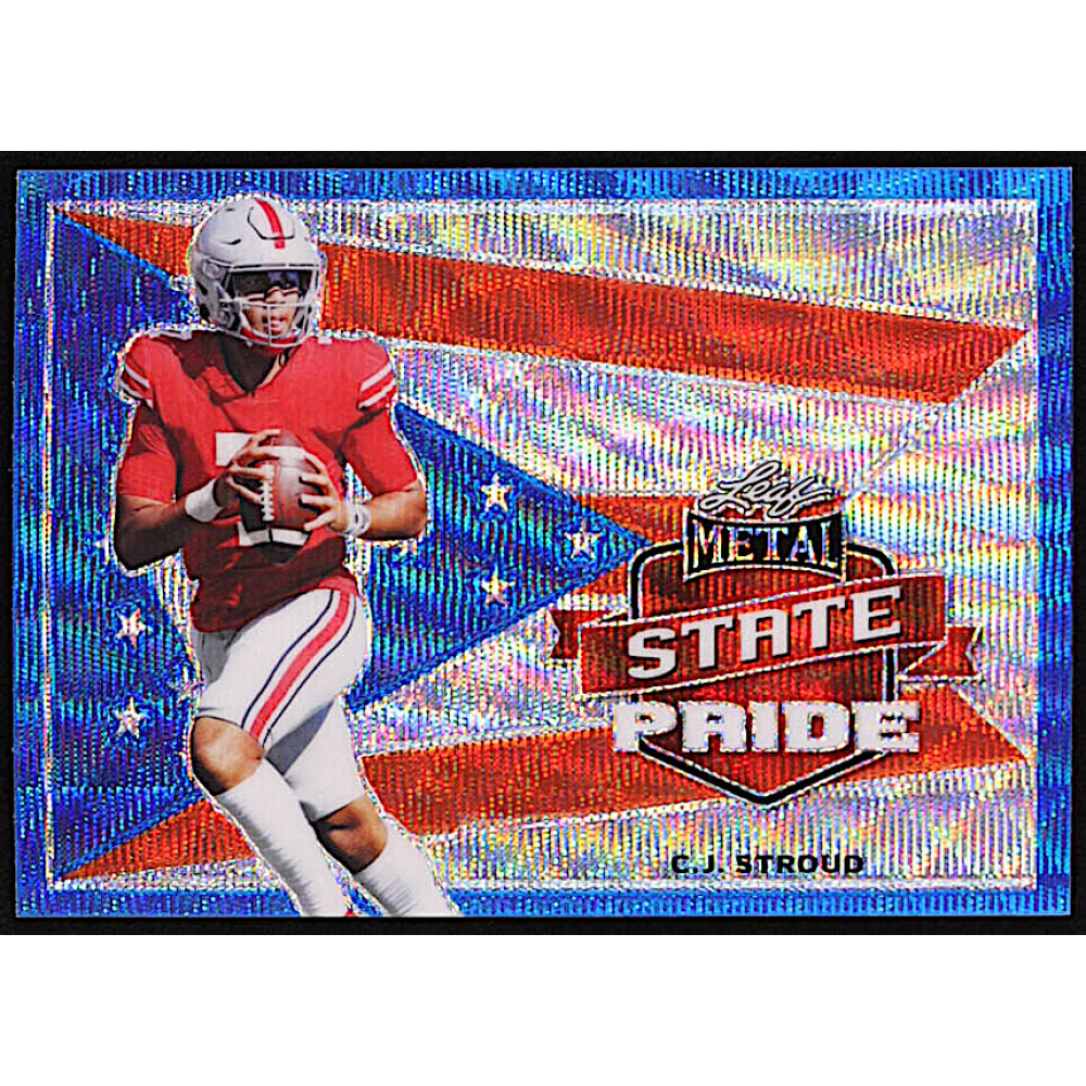 C.J. Stroud 2022 Leaf Draft and Prospects Metal State Pride Wave Blue # ...