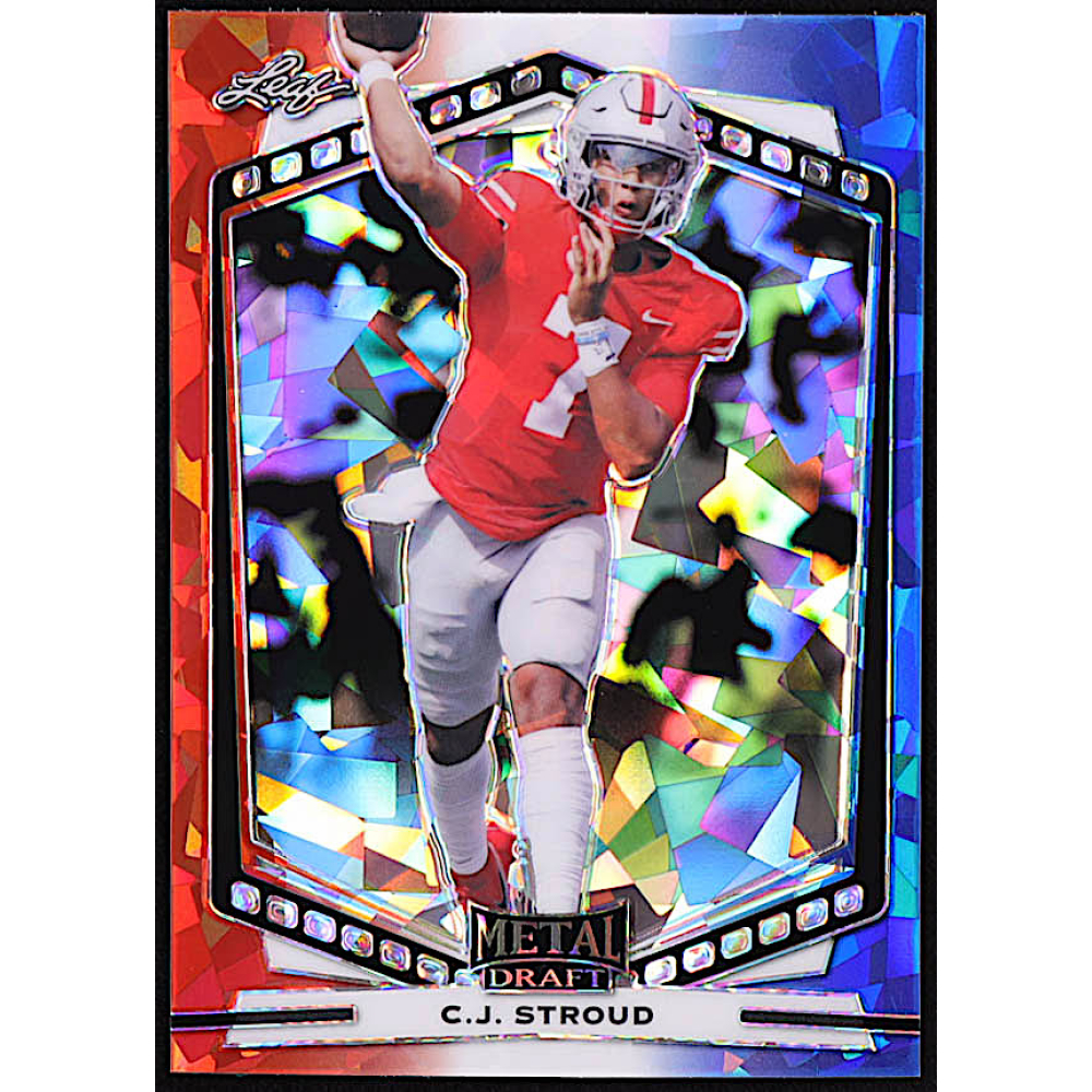 C.J. Stroud 2022 Leaf Draft and Prospects Metal Crystal Red White and ...