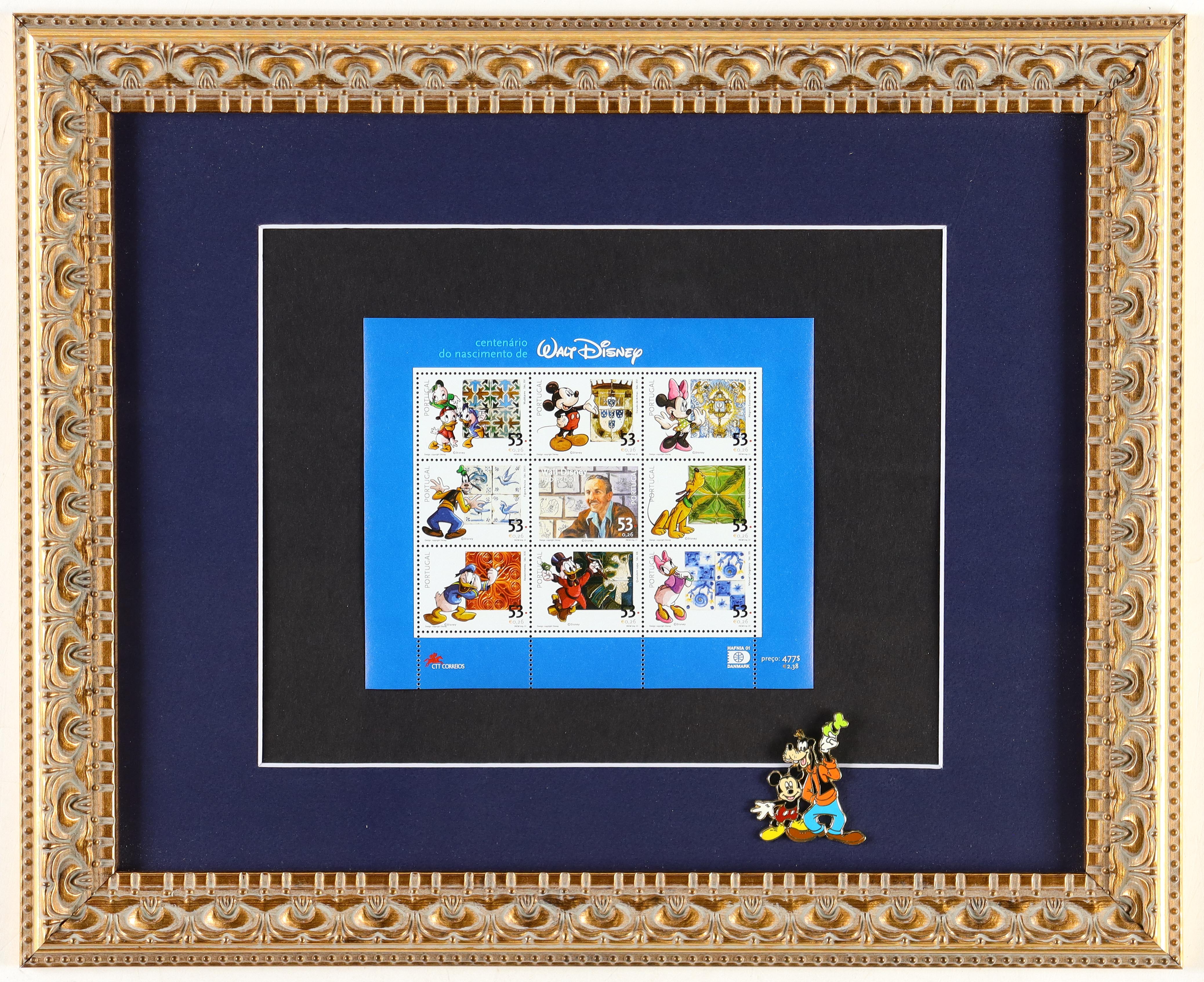 Walt Disney Custom Framed Uncut Stamp Sheet Display with Mickey & Goofy ...