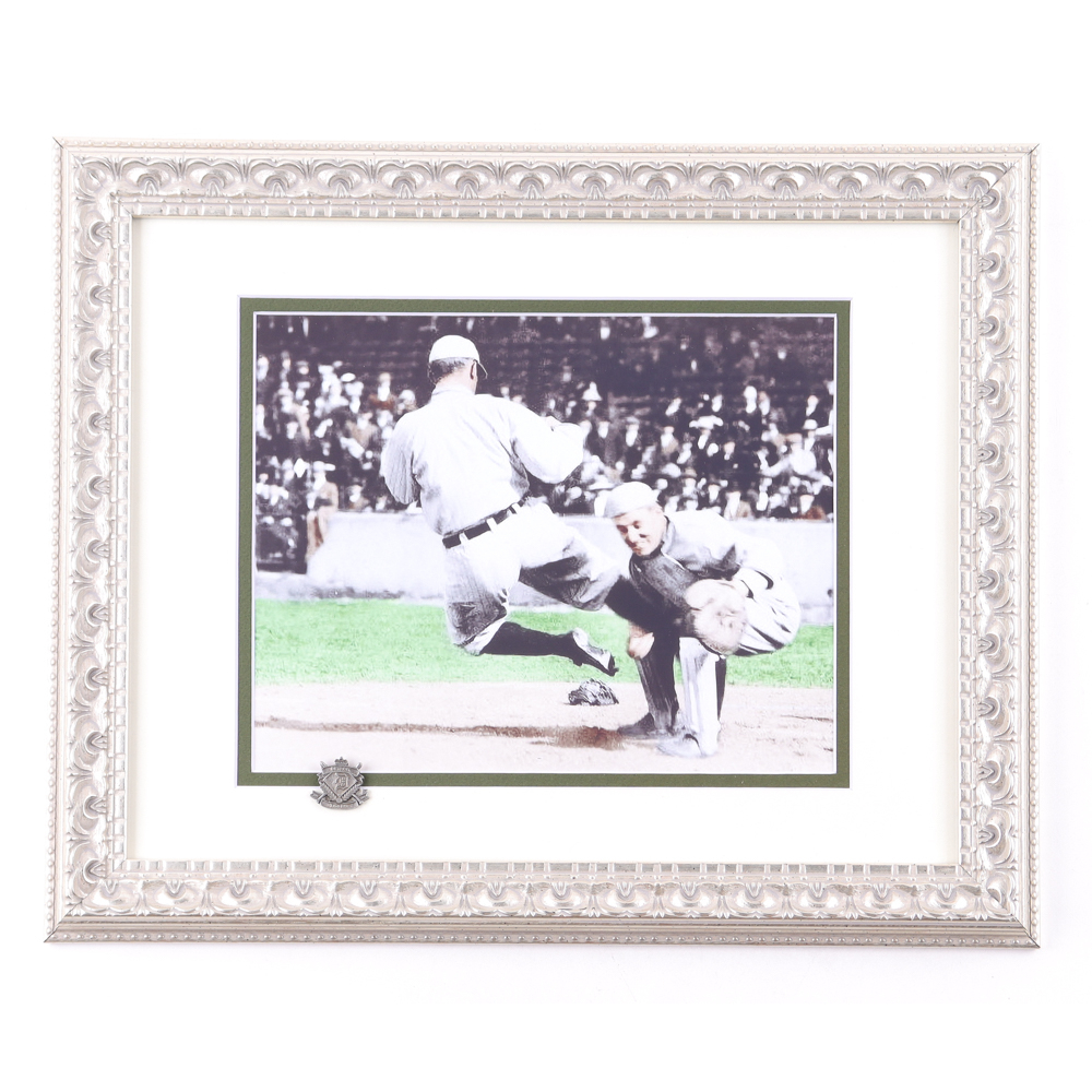 Ty Cobb Custom Framed Colorized Photo Display With Vintage Pewter ...