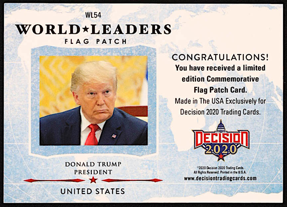 Donald Trump 2020 Decision 2020 World Leader Flag Patches #WL54 ...