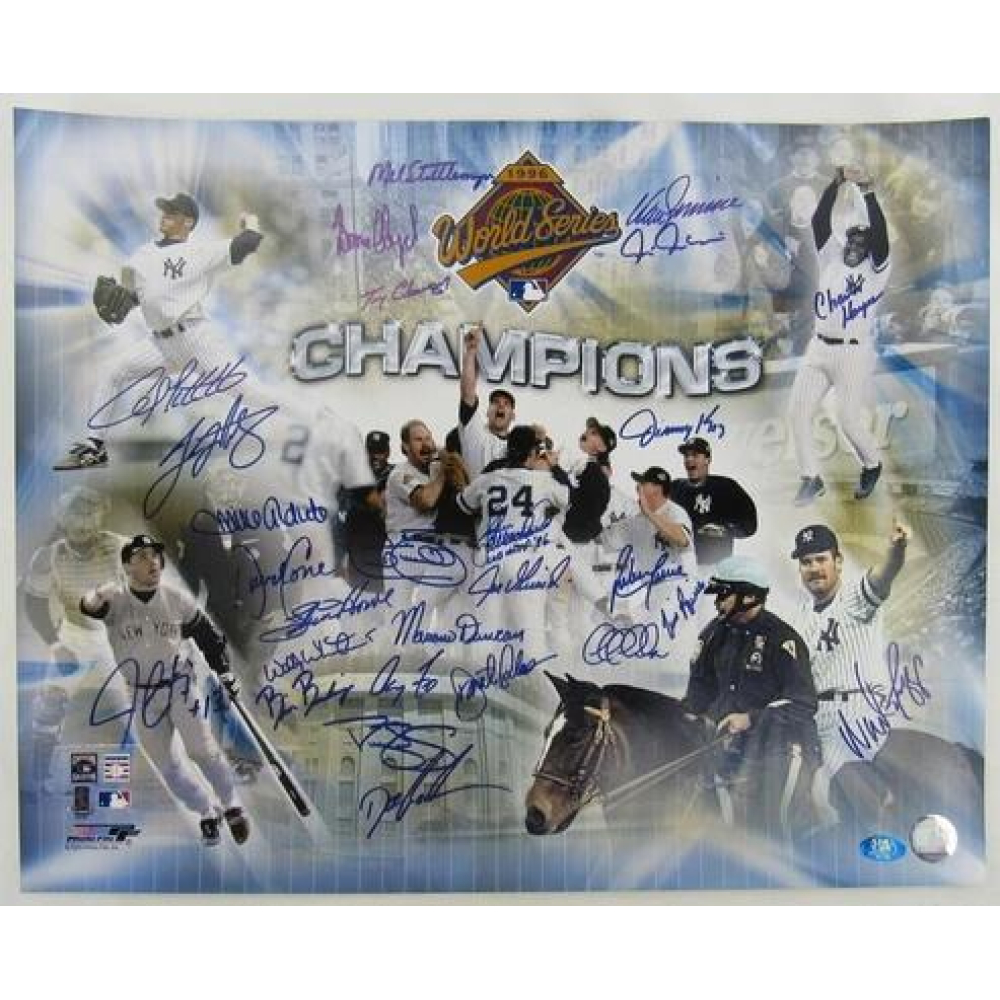 1996 World Series Champions Yankees 16x20 Poster Signed by (27) with Wade Boggs, Tim Raines ...