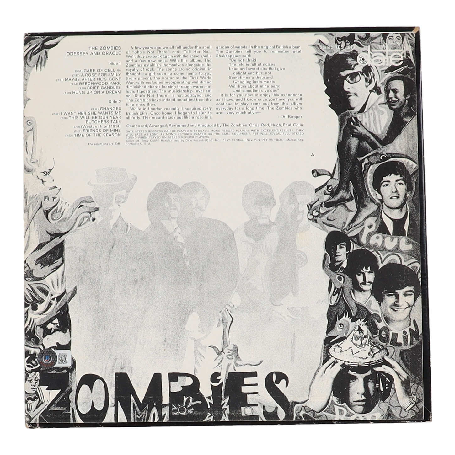 Rod Argent & Colin Blunstone Signed The Zombies "Odessey & Oracle ...