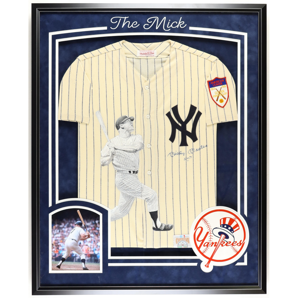 Mickey Mantle Signed Yankees Custom Framed Authentic Mitchell & Ness ...