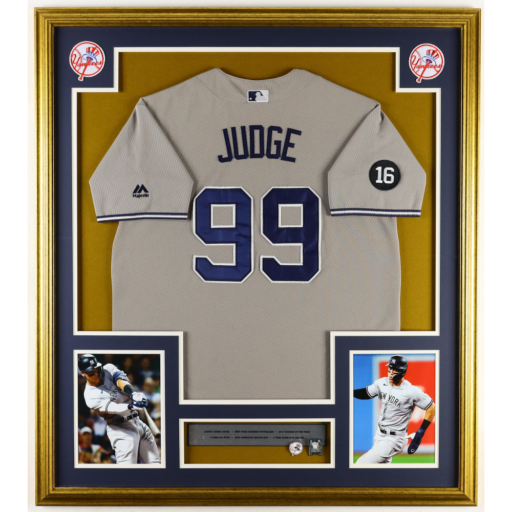 Aaron Judge Custom Framed Majestic Jersey Display With (2) Cloth Team ...