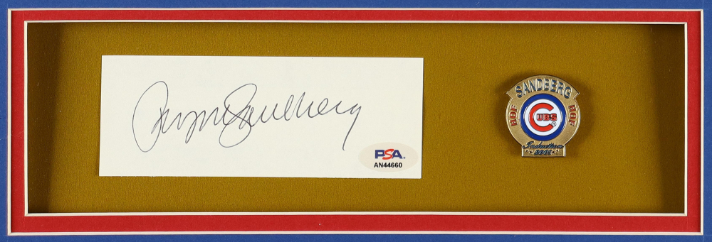 Ryne Sandberg Signed Custom Framed Cut Display With Jersey, Hall Of ...