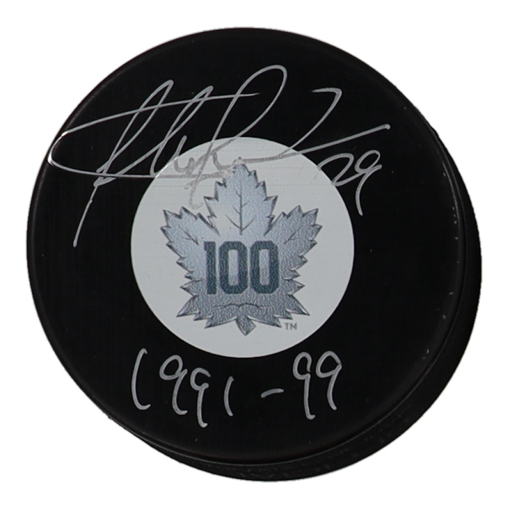 Felix Potvin Signed Maple Leafs 100 Years Logo Hockey Puck Inscribed ...