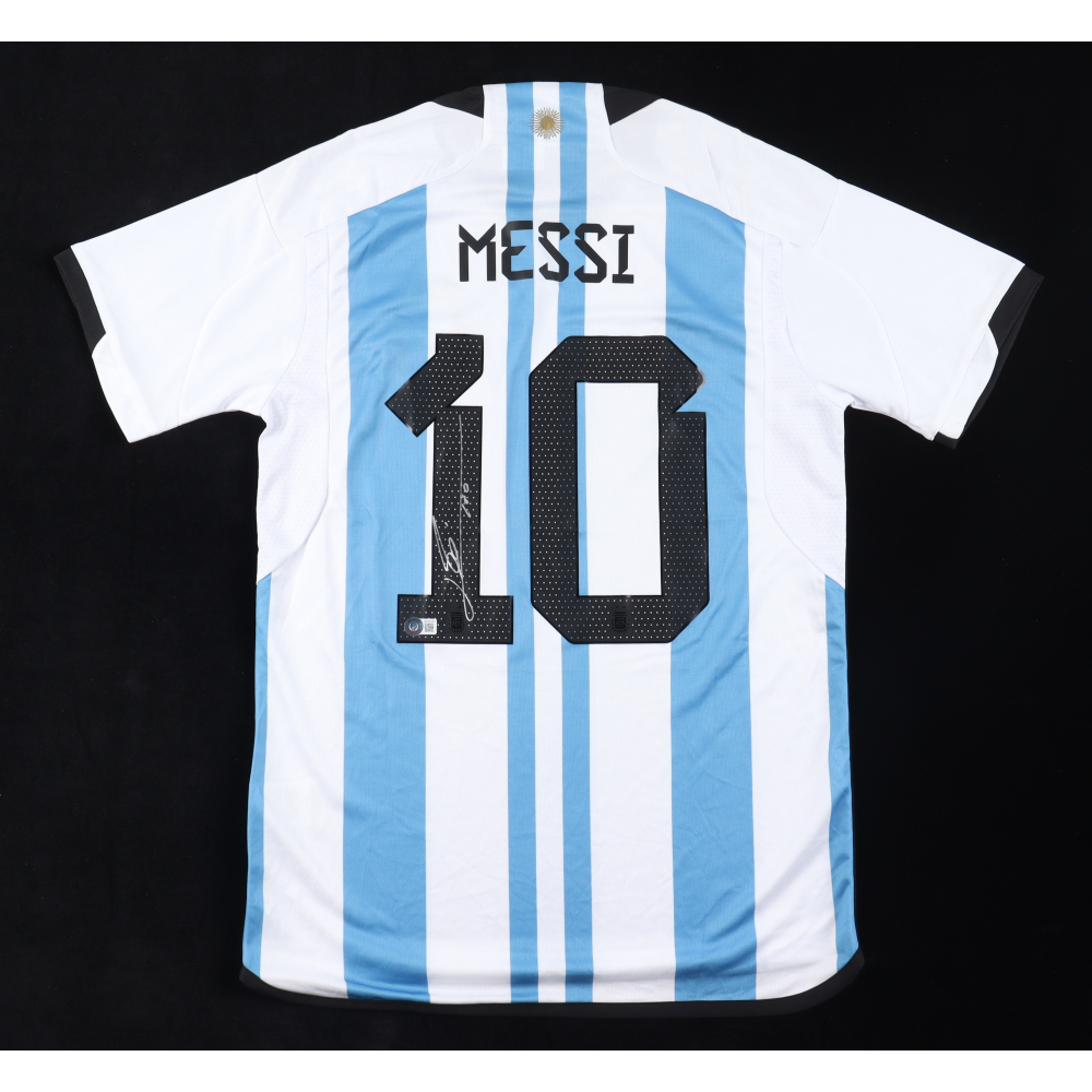 Lionel Messi Signed Argentina National Team Jersey Inscribed "LEO ...
