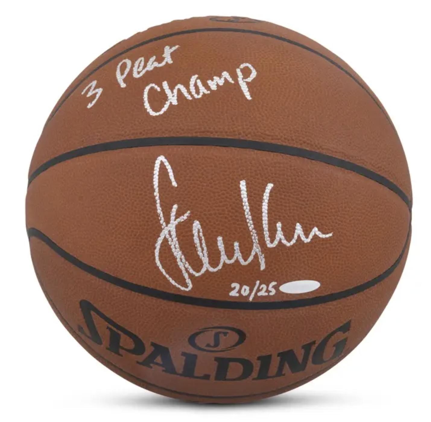 Steve Kerr Signed LE NBA Basketball Inscribed "3 Peat Champ" (UDA) | Pristine Auction