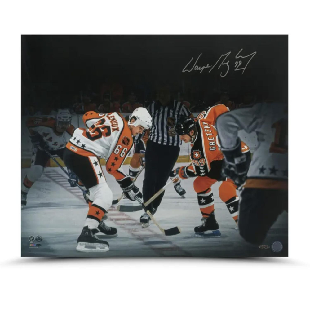Wayne Gretzky Signed "All Star Face-Off" 20x24 Photo (UDA) | Pristine ...
