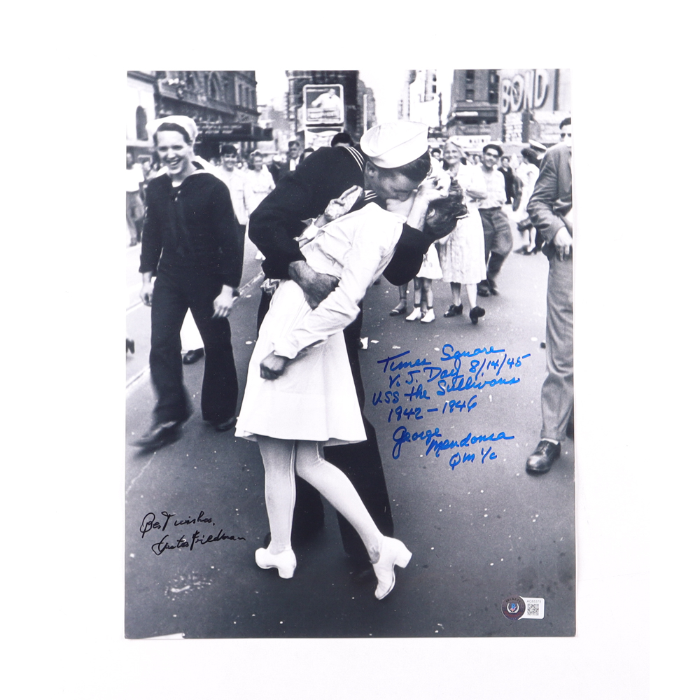 George Mendonsa & Greta Zimmer Friedman Signed "V-J Day in Times Square ...