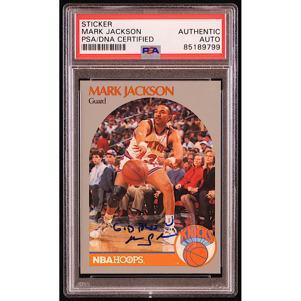 Mark Jackson Signed Sticker On 1990-91 Hoops #205 / Menendez Brothers ...