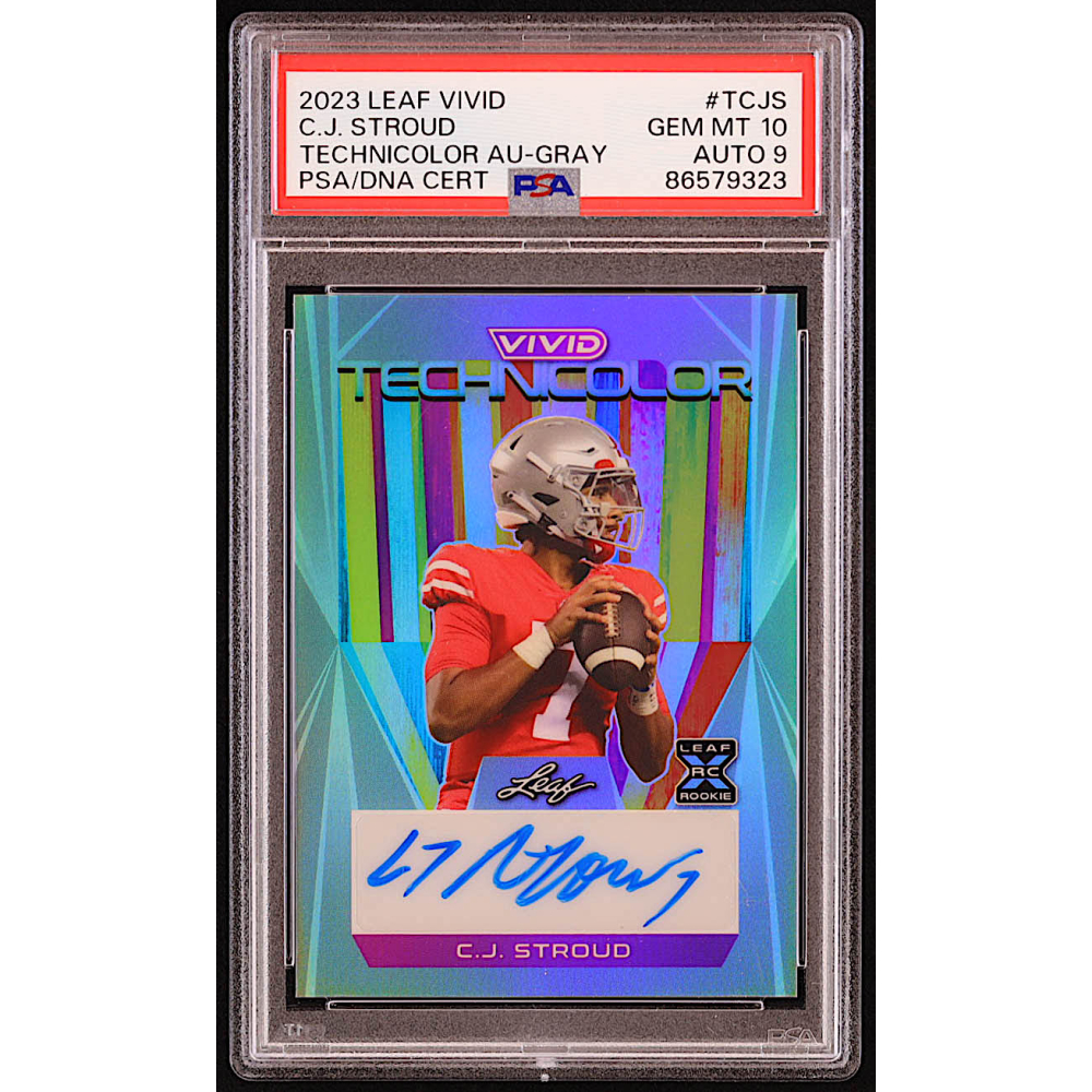 CJ Stroud 2023 Leaf Vivid TechniColor Autographs Gray #TCJS RC #4/9 ...