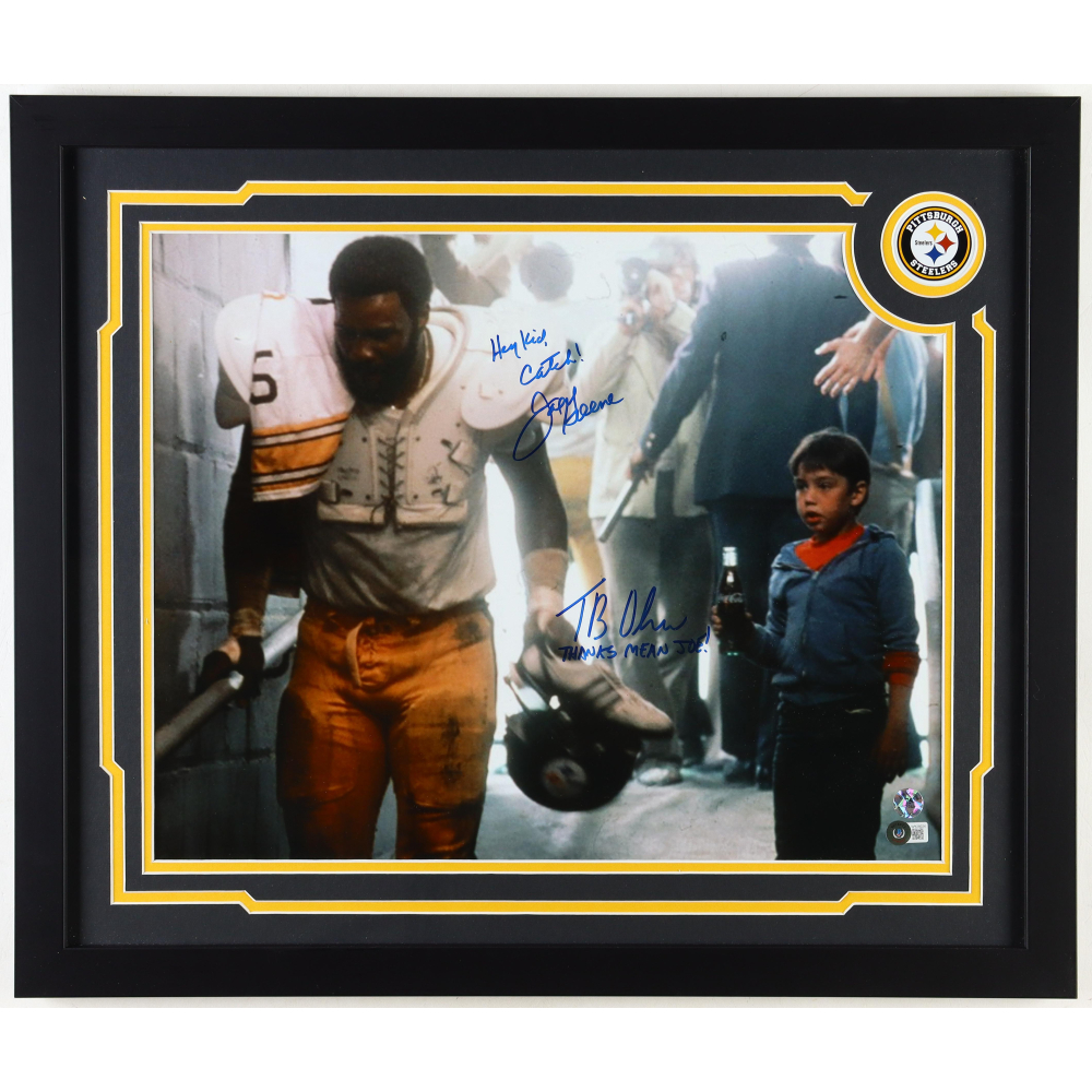 Joe Greene & Tom Okon Signed Custom Framed Photo Display Inscribed "Hey ...