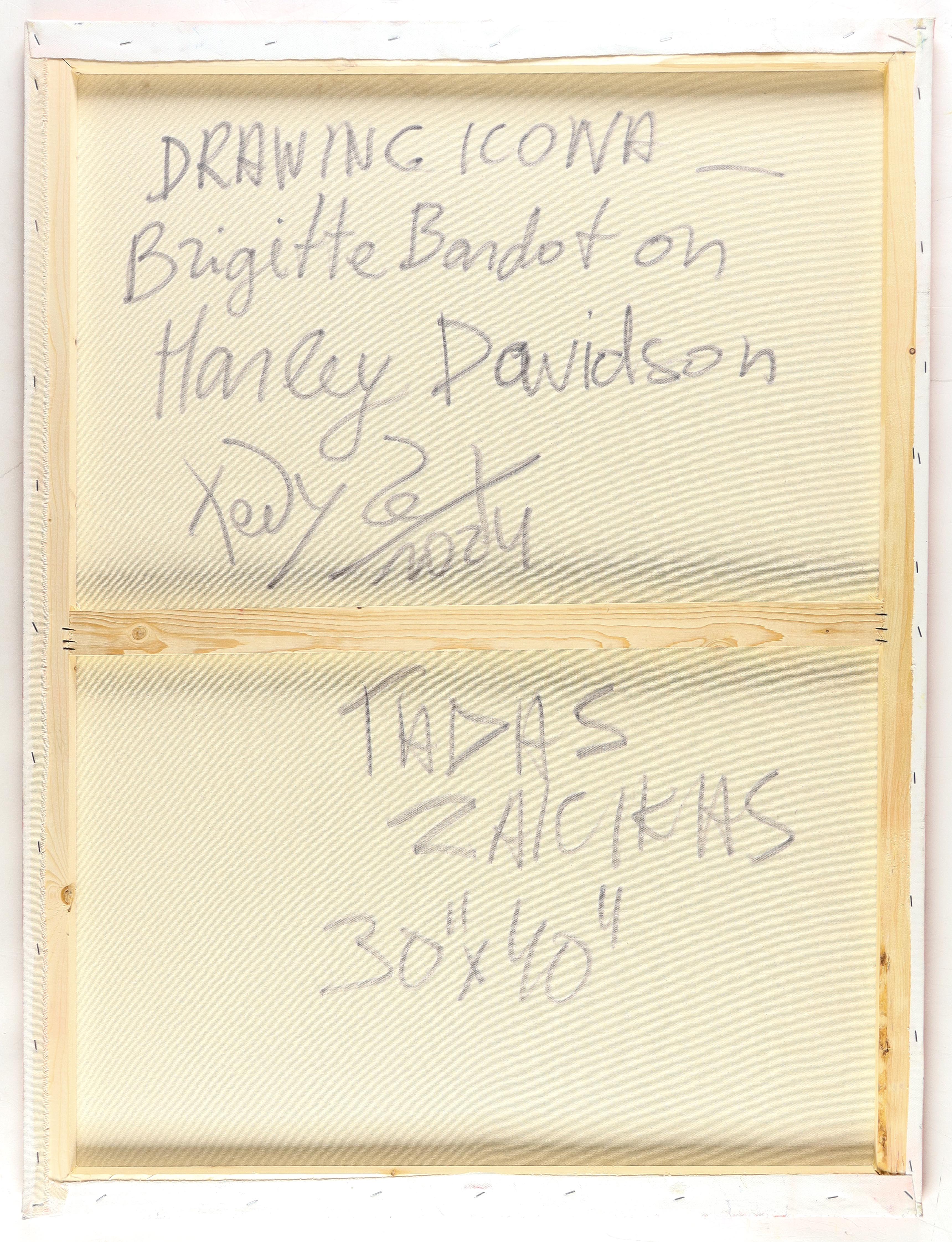 "Drawing Icona_ Brigitte Bardo & Harley Davidson" 30x40 Original ...