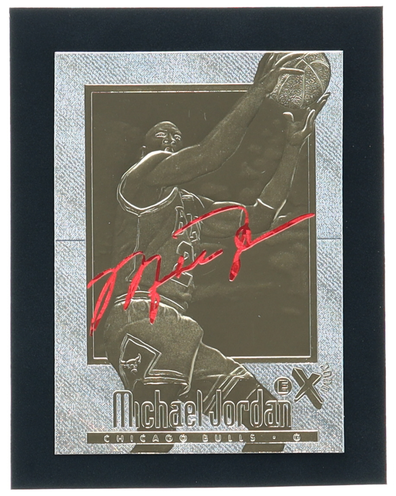 Michael Jordan 1997 SkyBox EX-2000 Red Signature Holographic 23Kt Gold ...