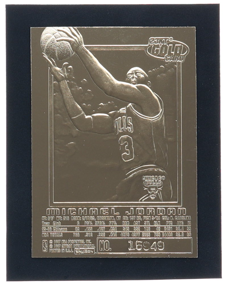 Michael Jordan 1997 SkyBox EX-2000 Red Signature Holographic 23Kt Gold ...