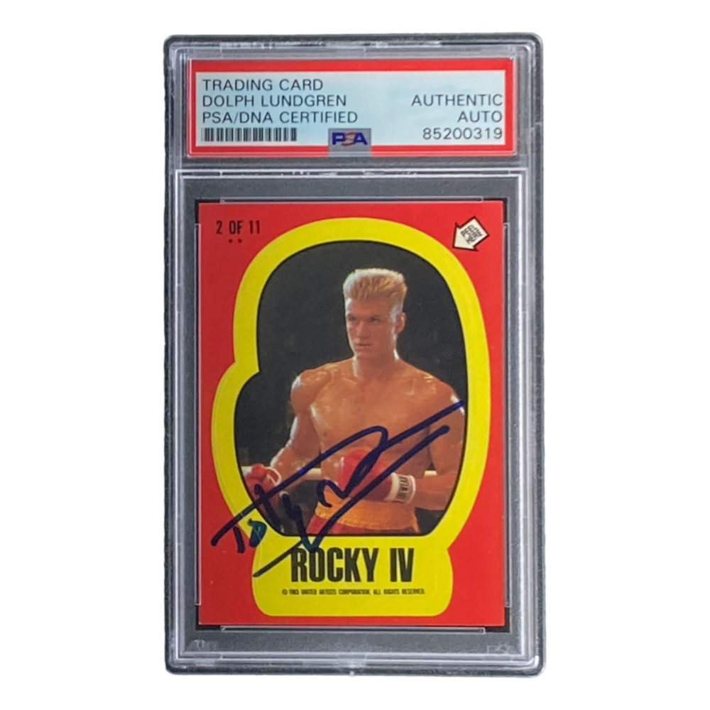 Dolph Lundgren Signed 1985 Topps Rocky IV Stickers #2 (PSA) | Pristine ...
