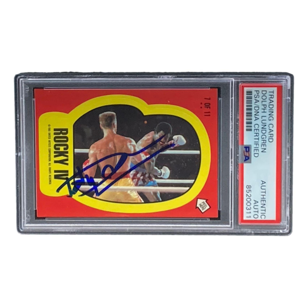 Dolph Lundgren Signed 1985 Topps Rocky IV Stickers #7 (PSA) | Pristine ...