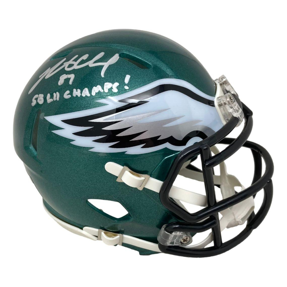 Brent Celek Signed Eagles Speed Mini Helmet Inscribed "SB LII Champs ...