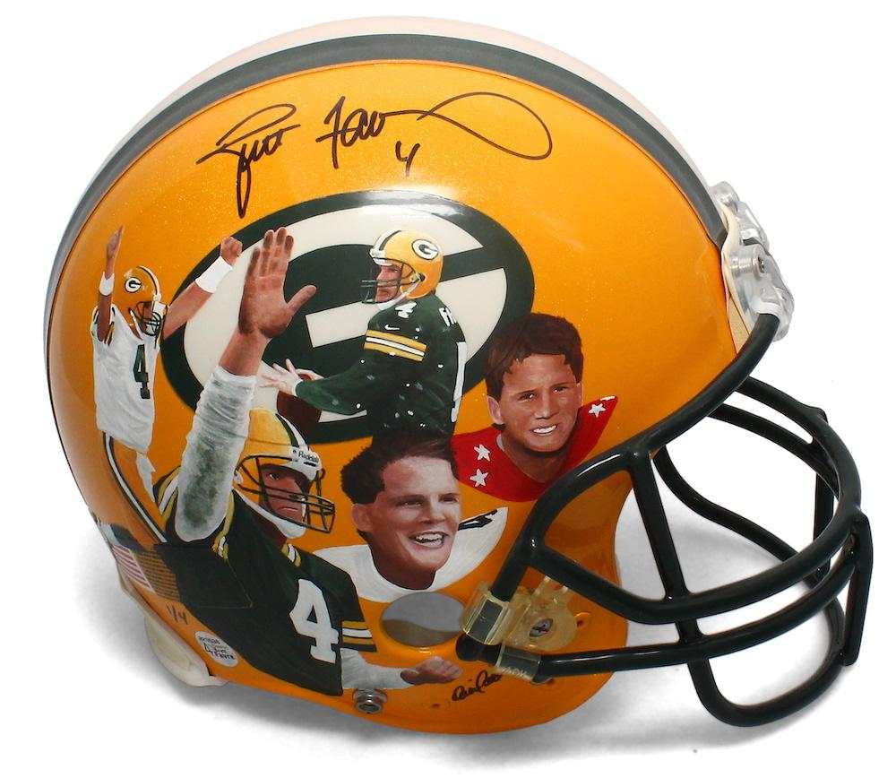 Brett Favre Signed LE Packers Full-Size Authentic On-Field David Fatla Custom Painted Helmet ...