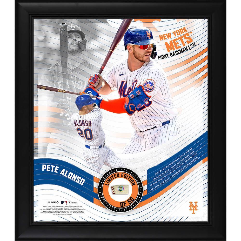 Pete Alonso LE Mets Custom Framed Game-Used Baseball Piece Collage (MLB ...