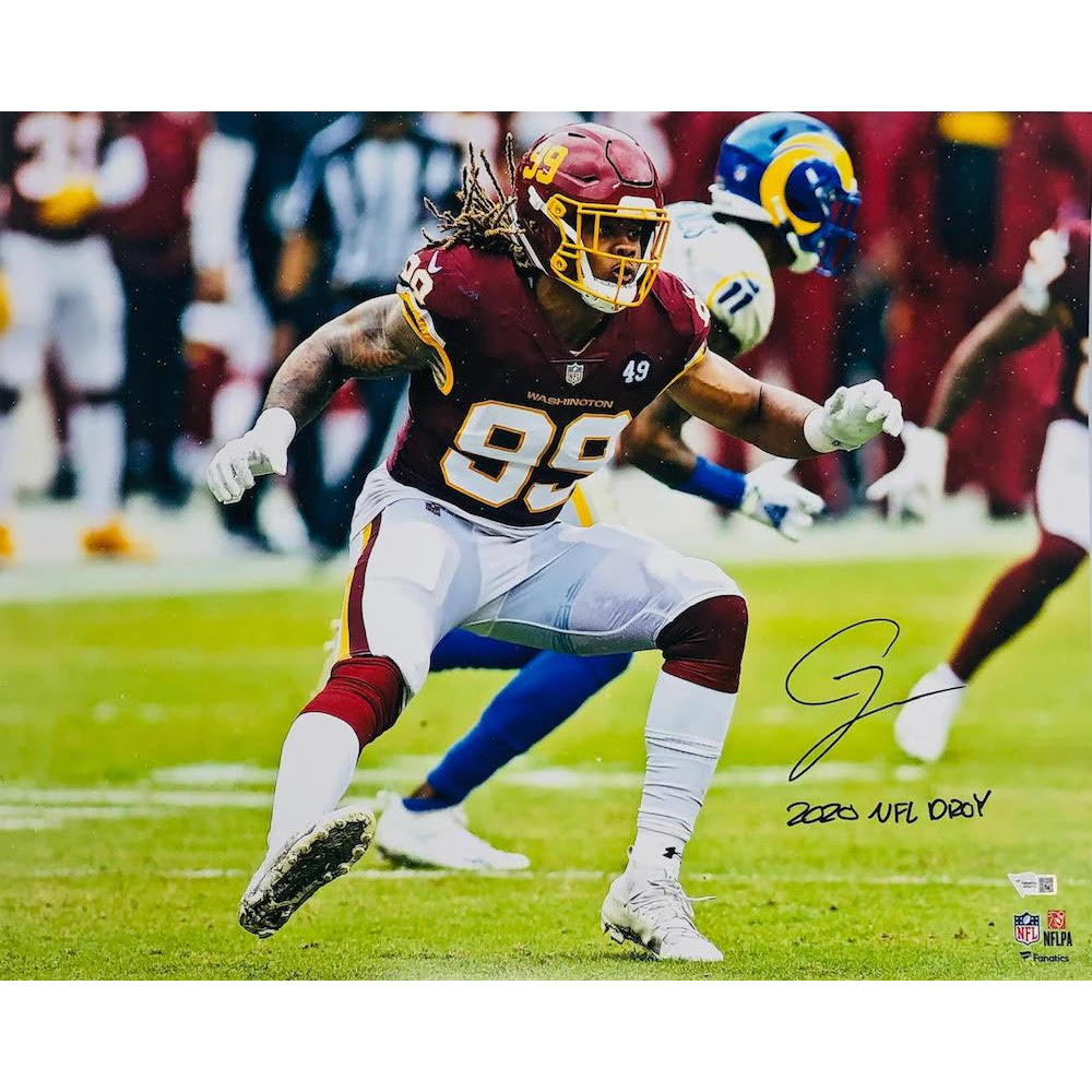 Chase Young Signed Washington 16x20 Photo Inscribed "2020 DROY ...