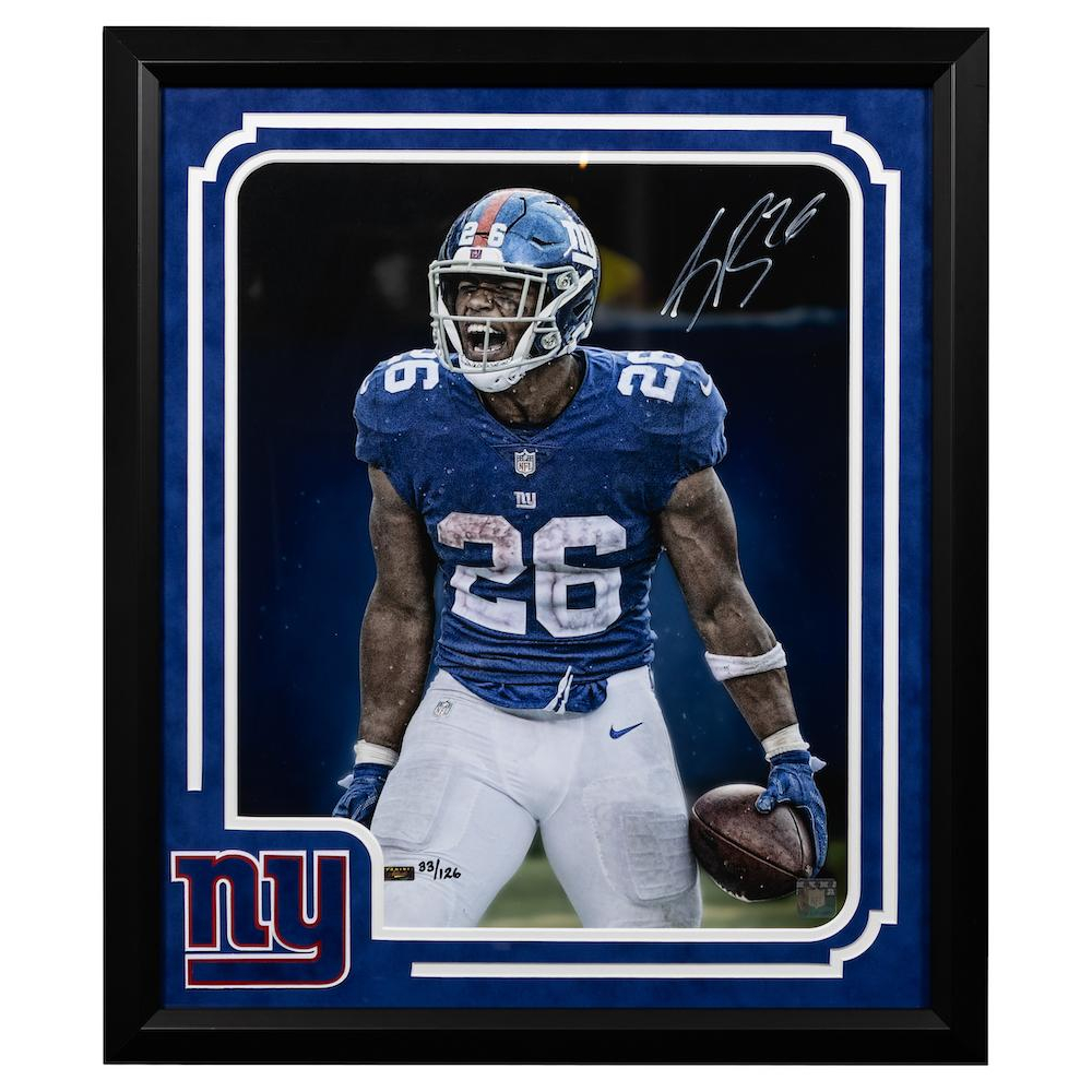 Saquon Barkley Signed Giants LE Custom Framed Photo (Panini) | Pristine ...