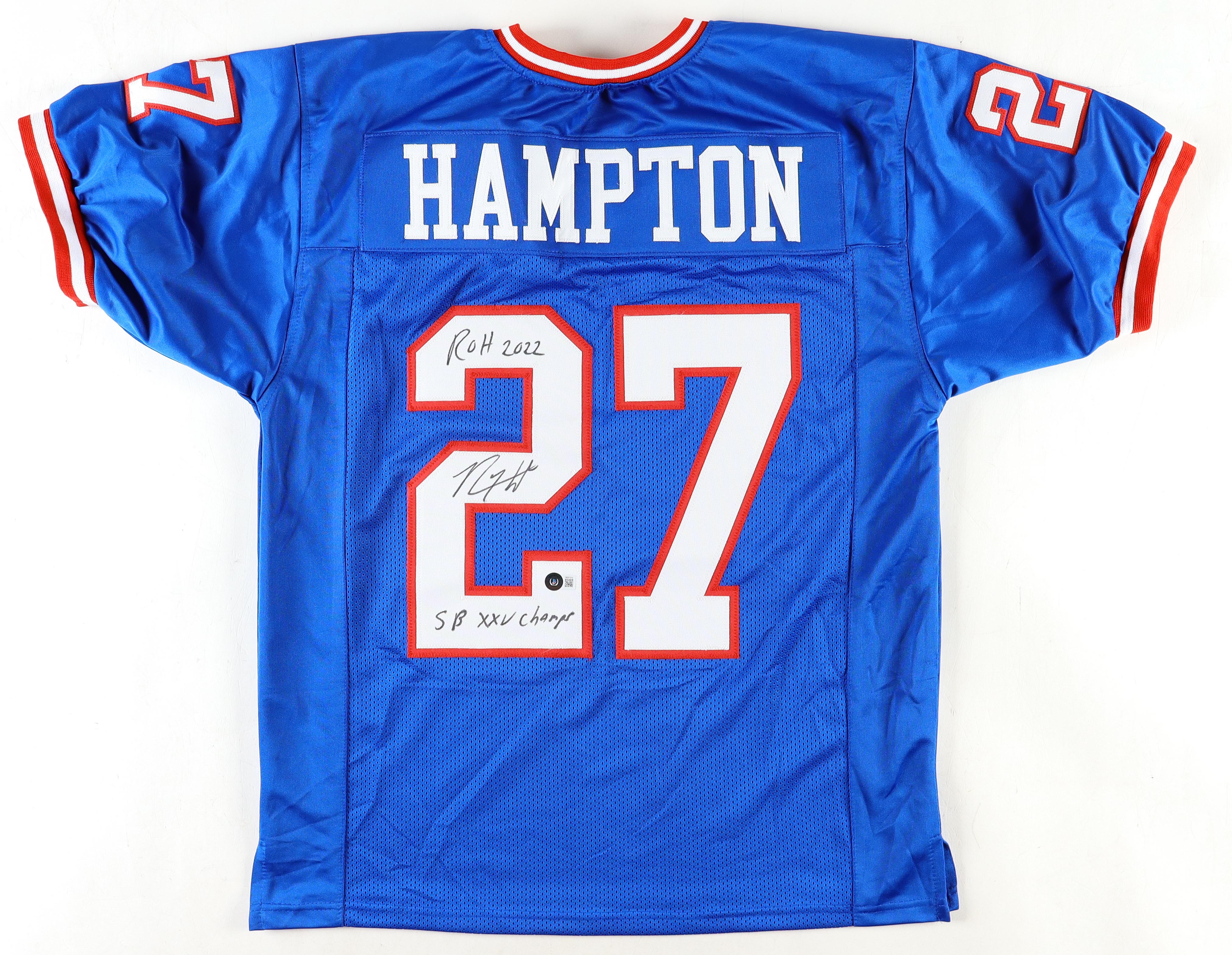 Rodney Hampton Signed Jersey Inscribed "ROH 2022" & "SB XXV Champs ...